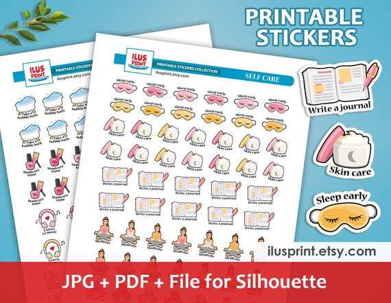 SELF CARE Printable Stickers Skin Care Stickers Meditate | Etsy