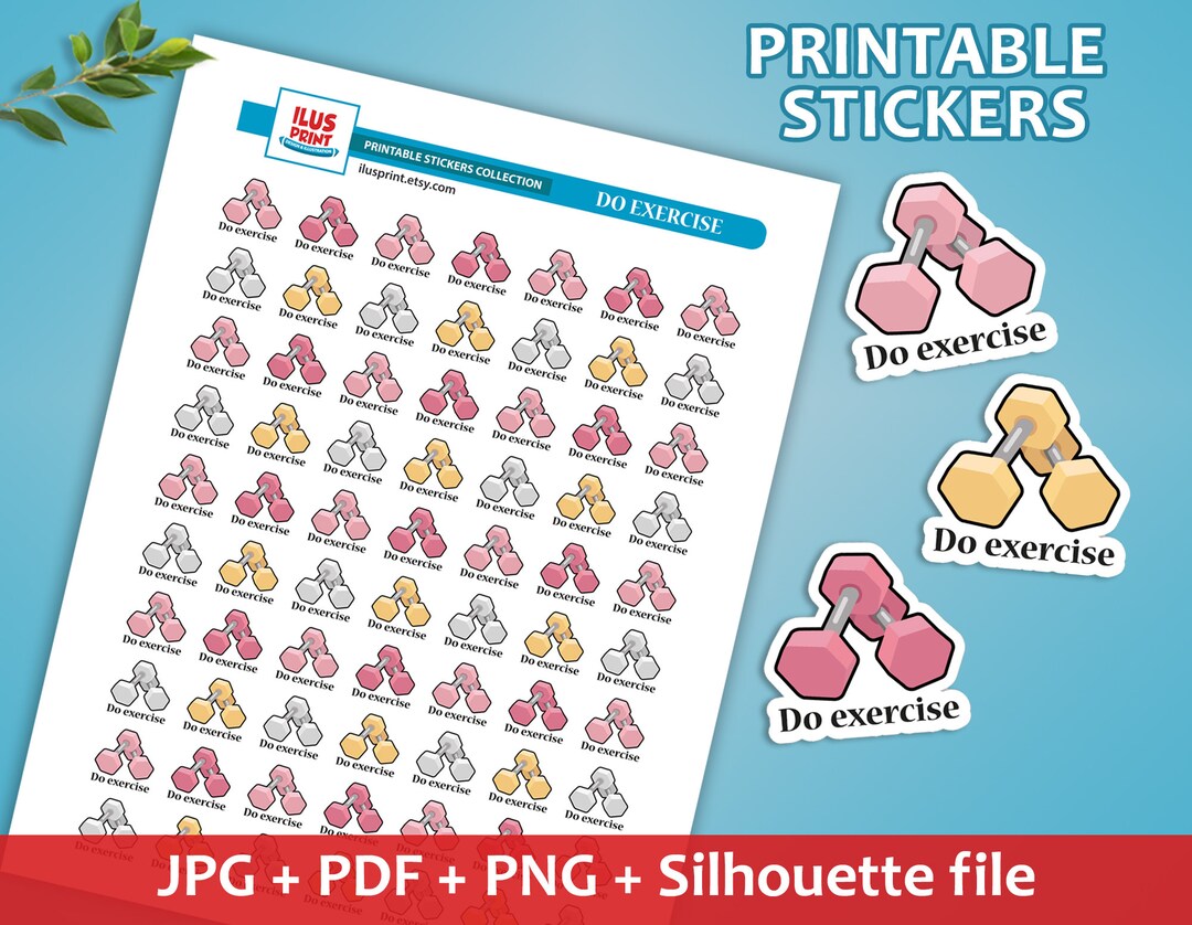 DO EXERCISE Printable Stickers Dumbbell Planner Stickers Strength ...