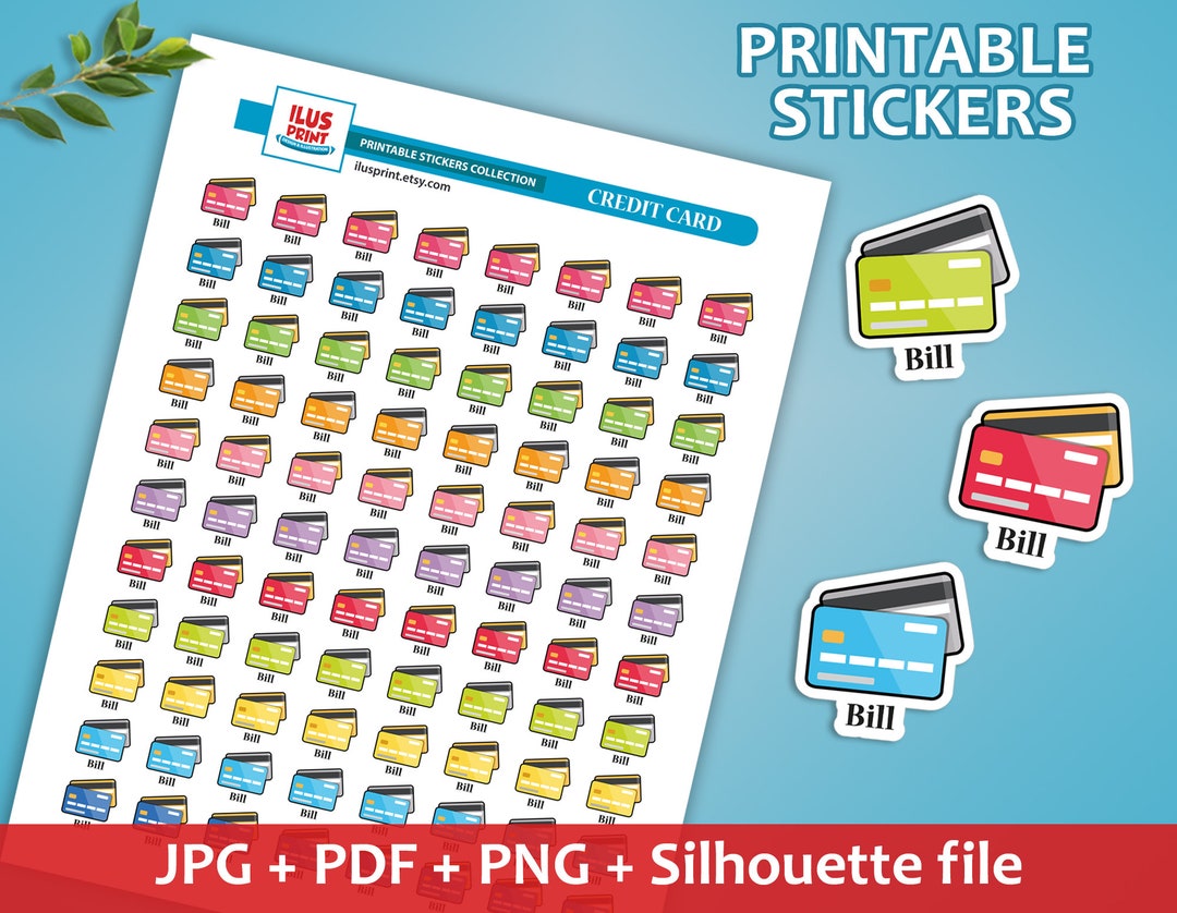 COLORFUL CREDIT CARD Printable Stickers Credit Card Planner Stickers ...