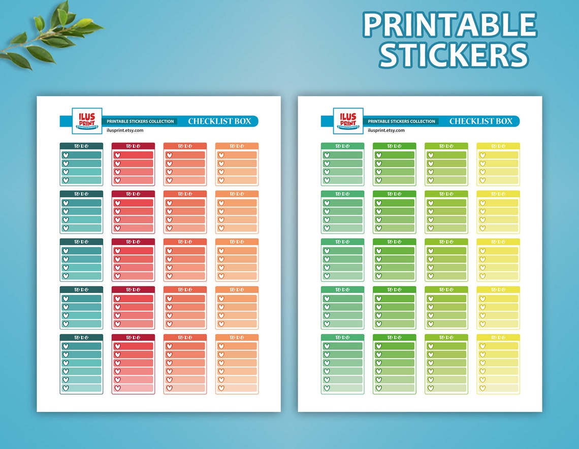 CHECKLIST BOX Printable Stickers To Do List Printable - Etsy España