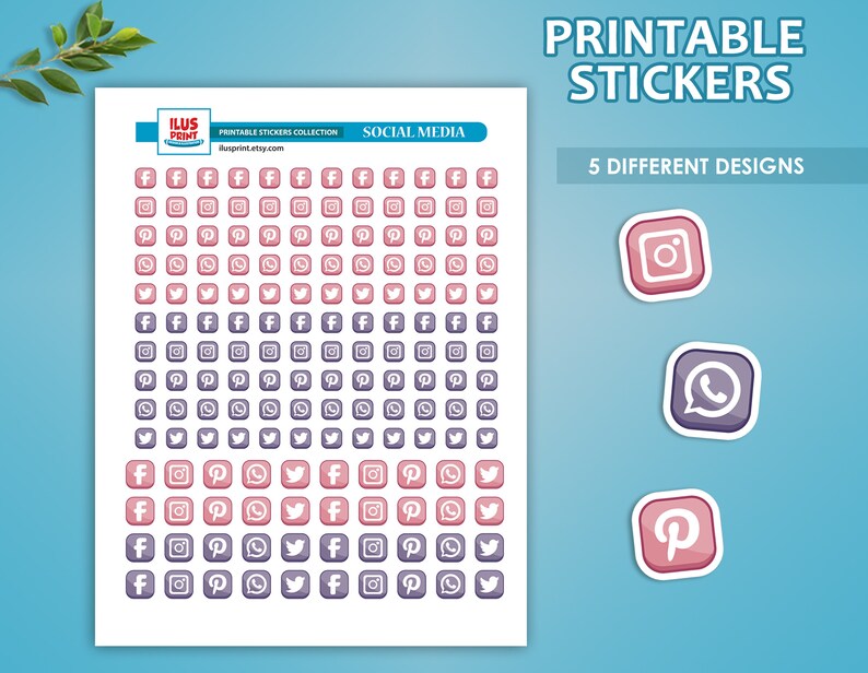 SOCIAL MEDIA Printable Stickers | Social Networks Icons Stickers ...