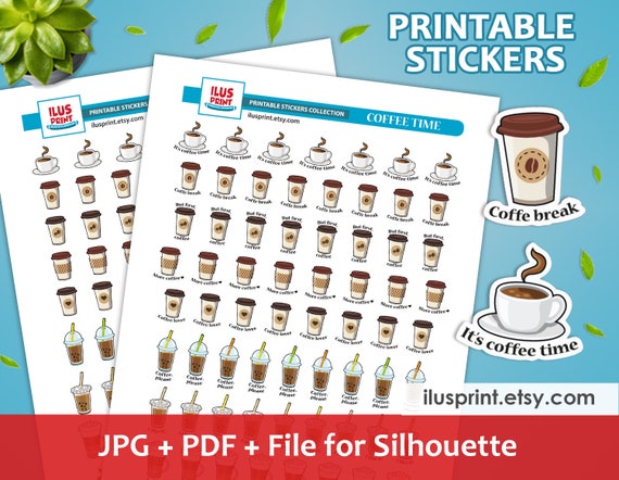 COFFEE TIME Printable Stickers Planner Printable Stickers | Etsy