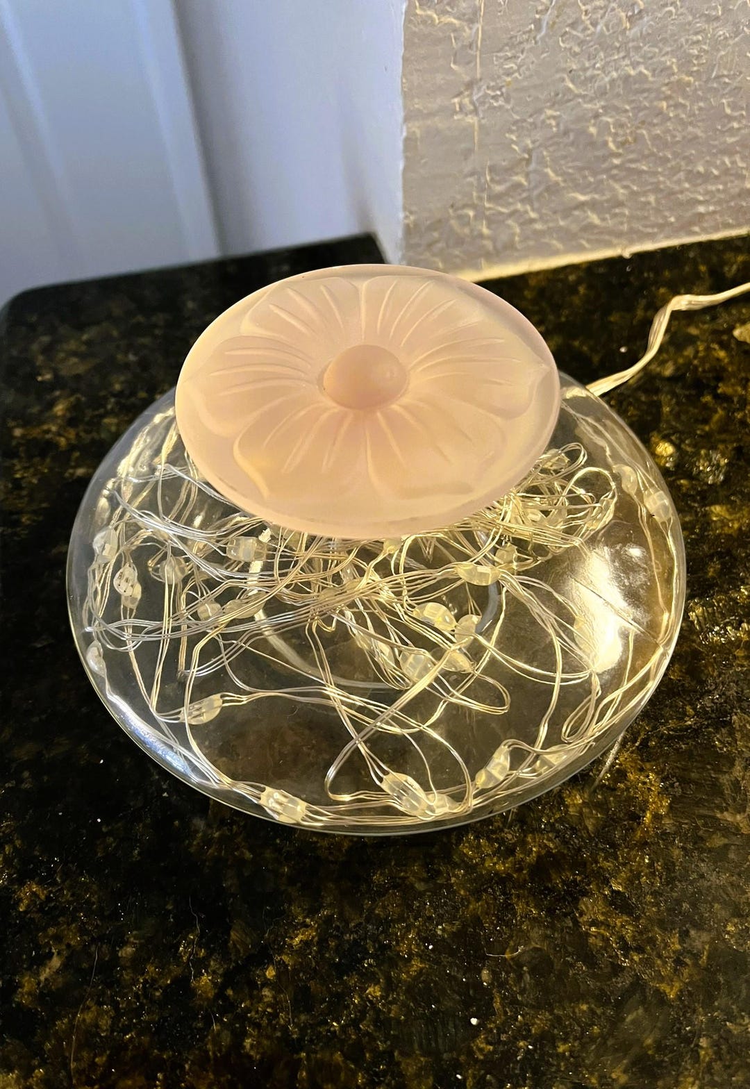 Clear With Pink Topper Perfume Bottle Night Stand Light - Etsy