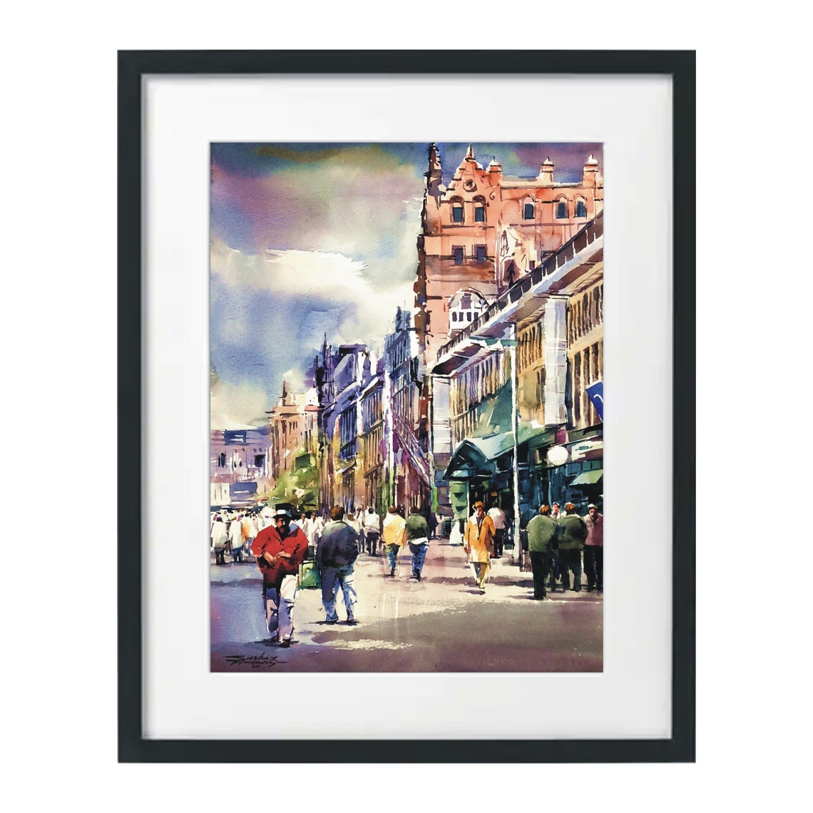 Edinburgh : Watercolor Painting Print Landscape Cityscape by - Etsy