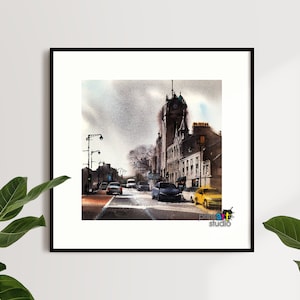 Rutherglen Main Street Mitchell P Square Watercolor Painting - Etsy UK