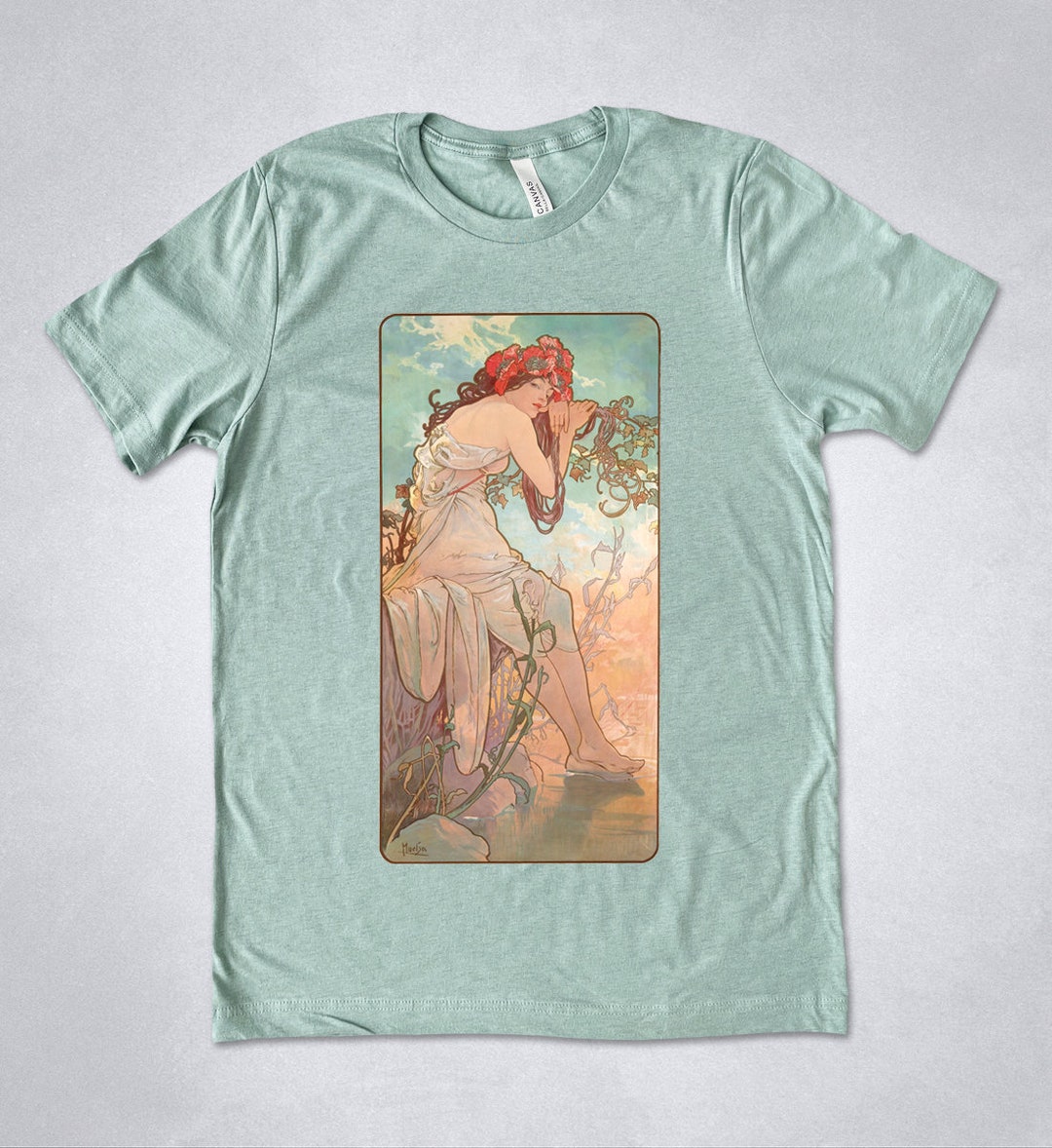 Alphonse Mucha T-shirt - Summer, Art Nouveau Shirt, Four Seasons, Mucha ...