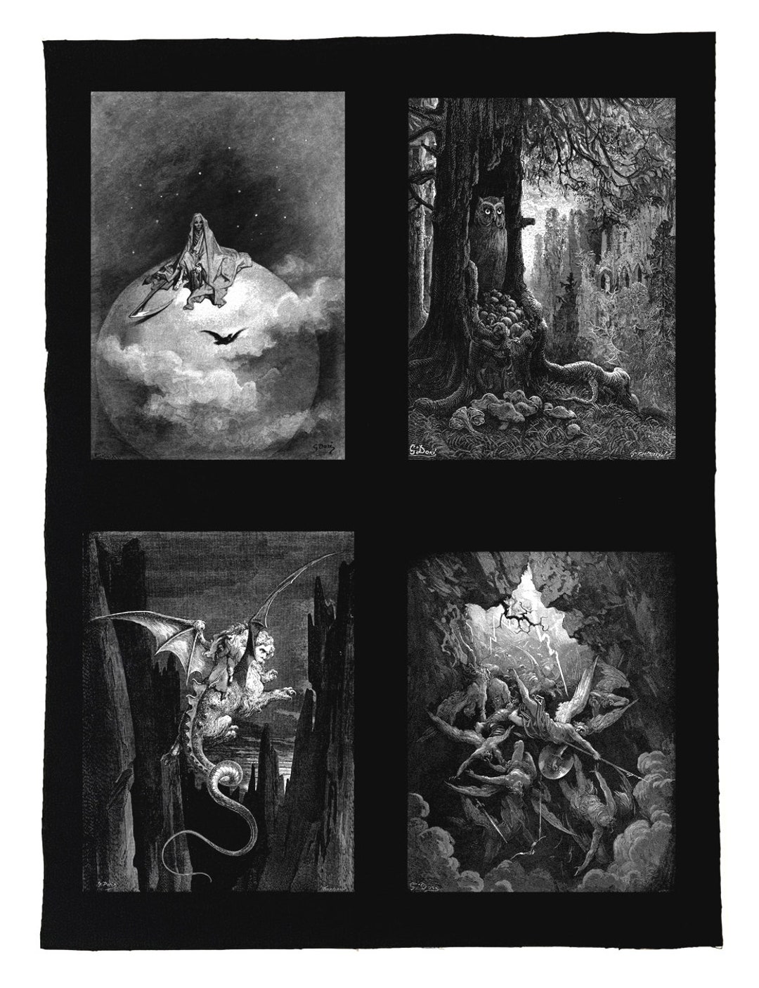 Gustave Dore Pack of 4 Small Patches - Gustave Dore Patch, Engraving ...