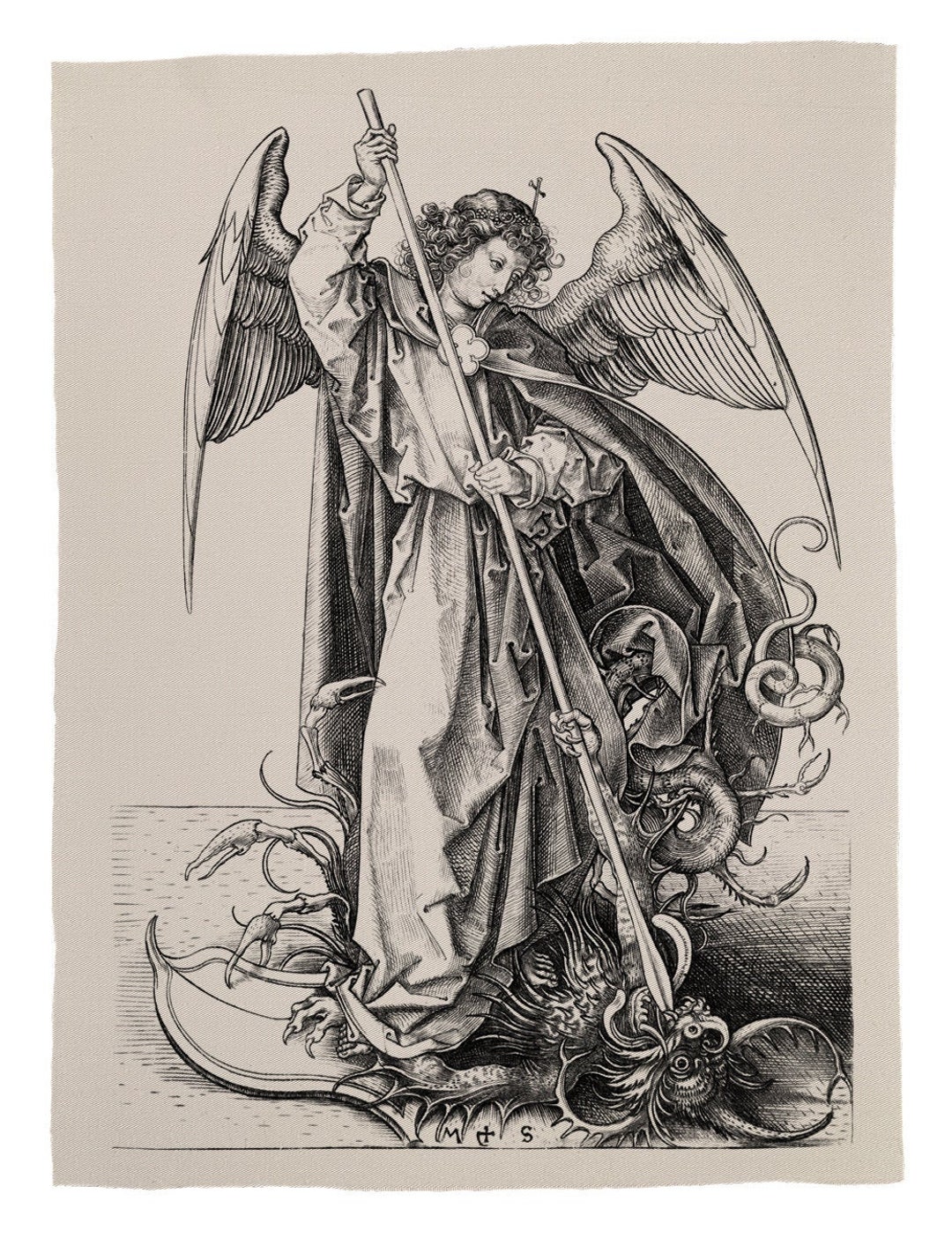 Martin Schongauer Back Patch - Saint Michael Slaying the Dragon Back ...
