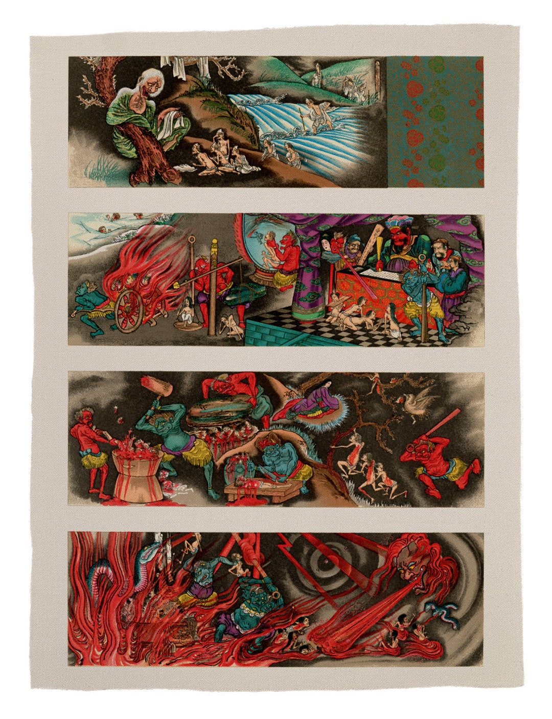 Buddhist Hell Back Patch - Japanese Illustration From the Ornamental ...
