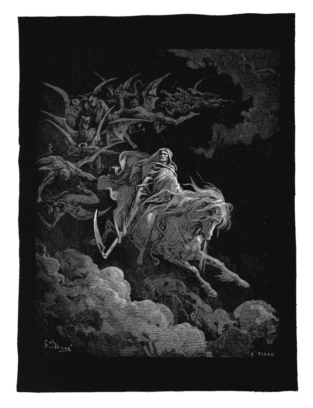 Gustave Dore Back Patch - Vision of Death, Death on the Pale Horse Art ...