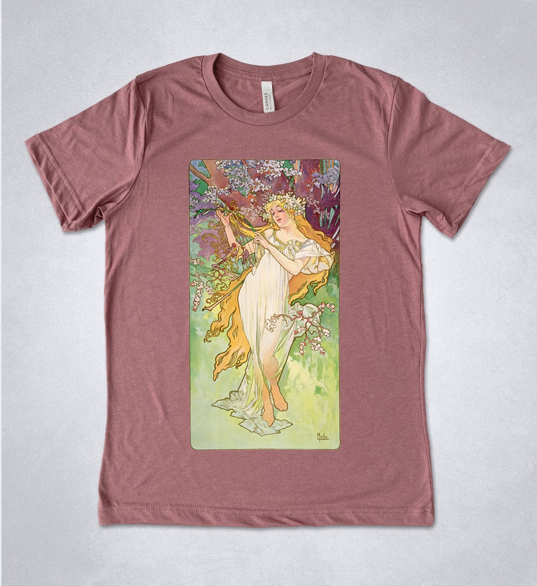 Alphonse Mucha T-shirt - Spring, Art Nouveau Shirt, Four Seasons, Mucha ...