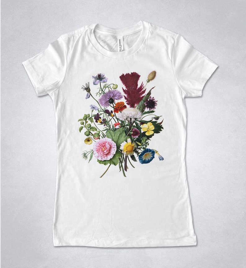 FLOWERS T-shirt Flower Bouquet Vintage Flowers Illustration - Etsy