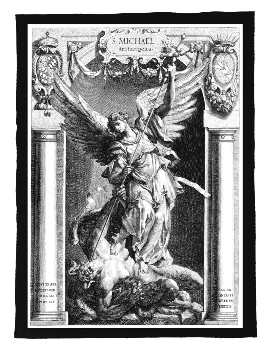Lucas Kilian - the Archangel Michael Defeating Satan Back Patch, Saint Michael Vanquishing Satan ...