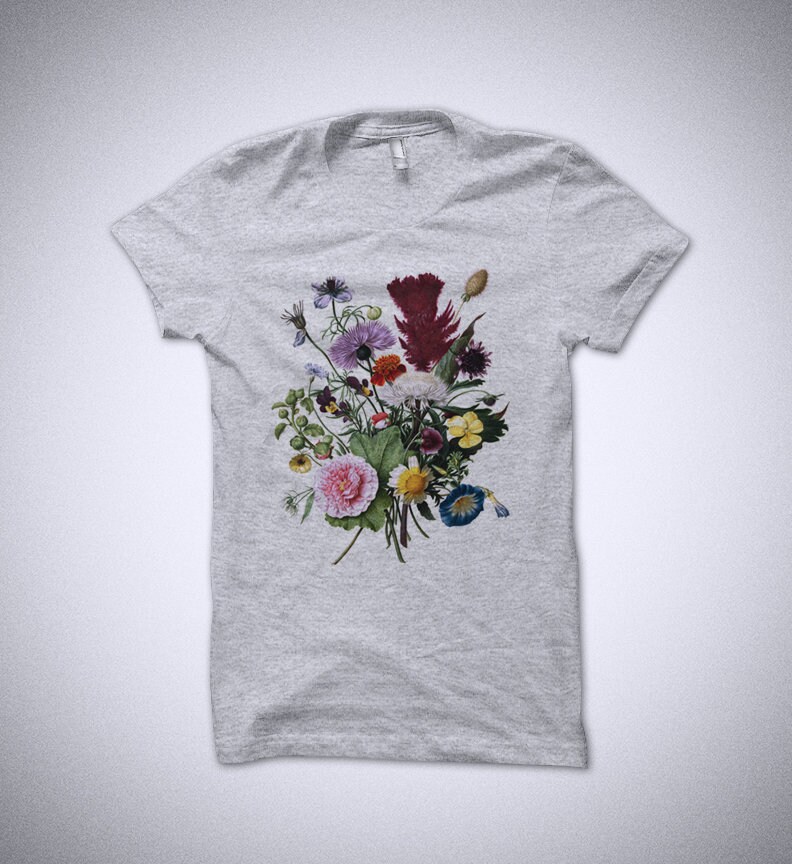 FLOWERS T-shirt Flower Bouquet Vintage Flowers Illustration | Etsy