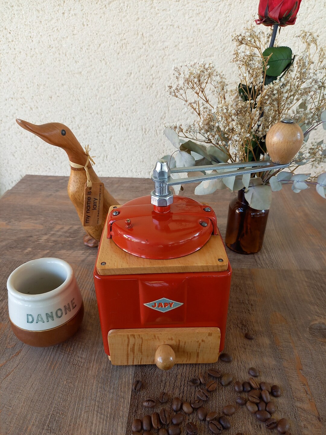 Rare and Superb Old JAPY Coffee Grinder, Red Lacquered Steel Model ...