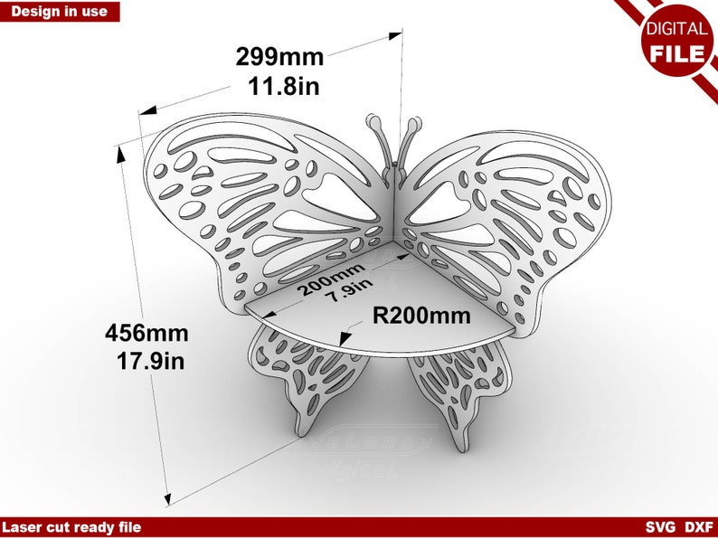 Butterfly Shelf 2 Sizes Laser Cut File, Corner Shelf CNC Plan, Display ...