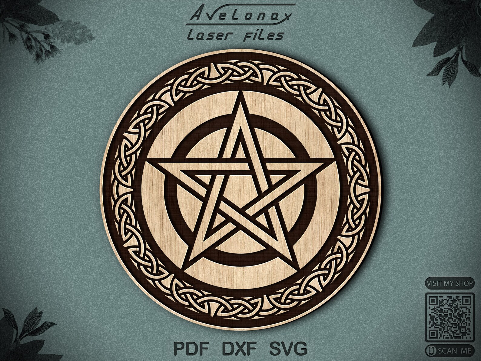 Pentagram Svg, Wiccan Ornament Laser Cut File, Christmas Tree Ornament ...