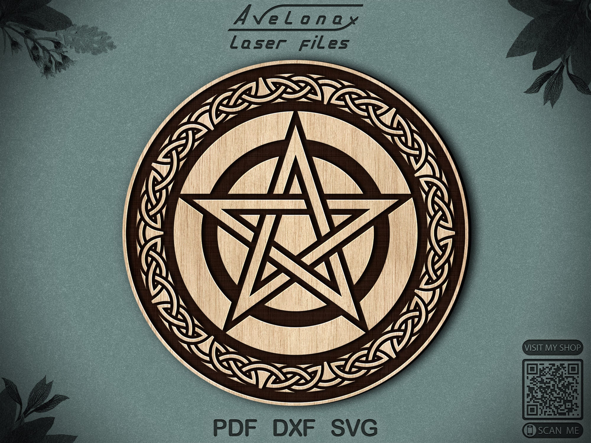 Pentagram Svg, Wiccan Ornament Laser Cut File, Christmas Tree Ornament ...