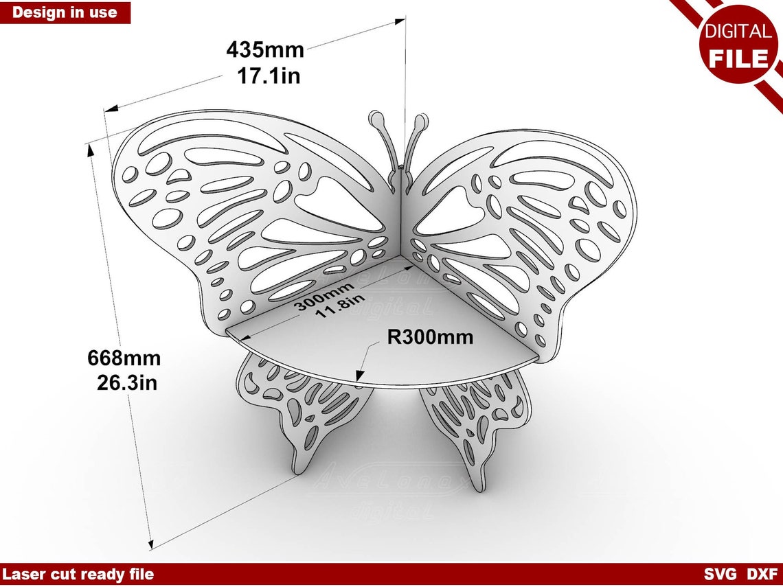 Butterfly Shelf 2 Sizes Laser Cut File, Corner Shelf CNC Plan, Display ...