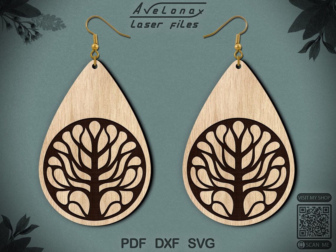 Tree of Life Earrings Svg Minimalist Earrings Cut File Tree - Etsy