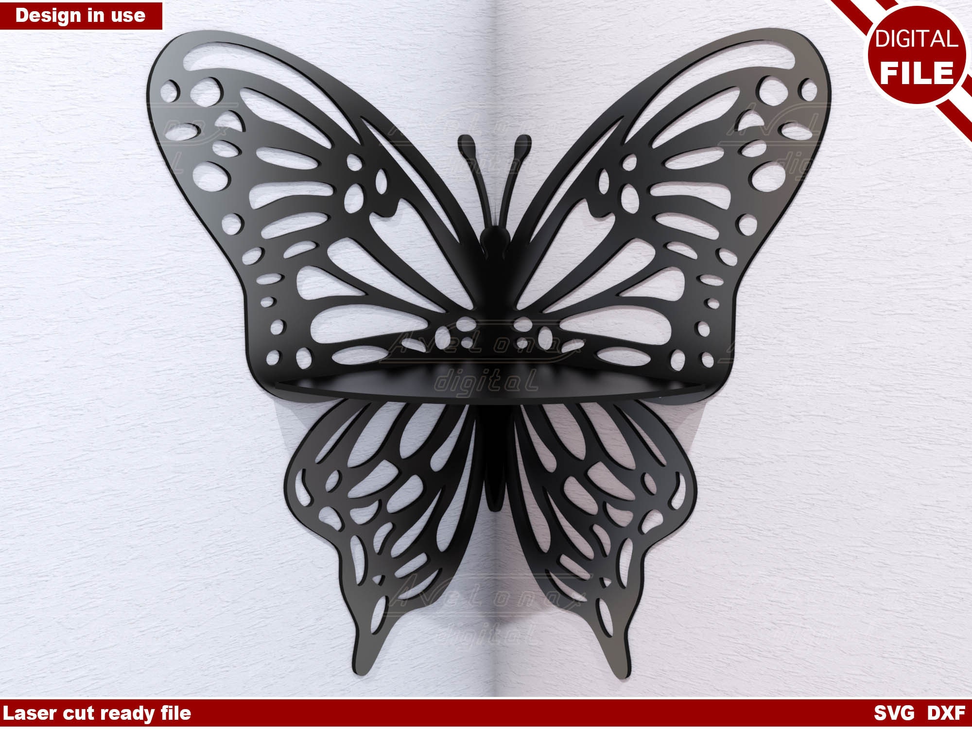 Butterfly Corner Shelf Svg 2 Sizes, Nursery Wall Decor Shelf CNC Plan ...