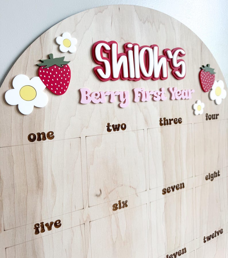 First Year Photo Board | Berry First Birthday | Monthly Milestones ...