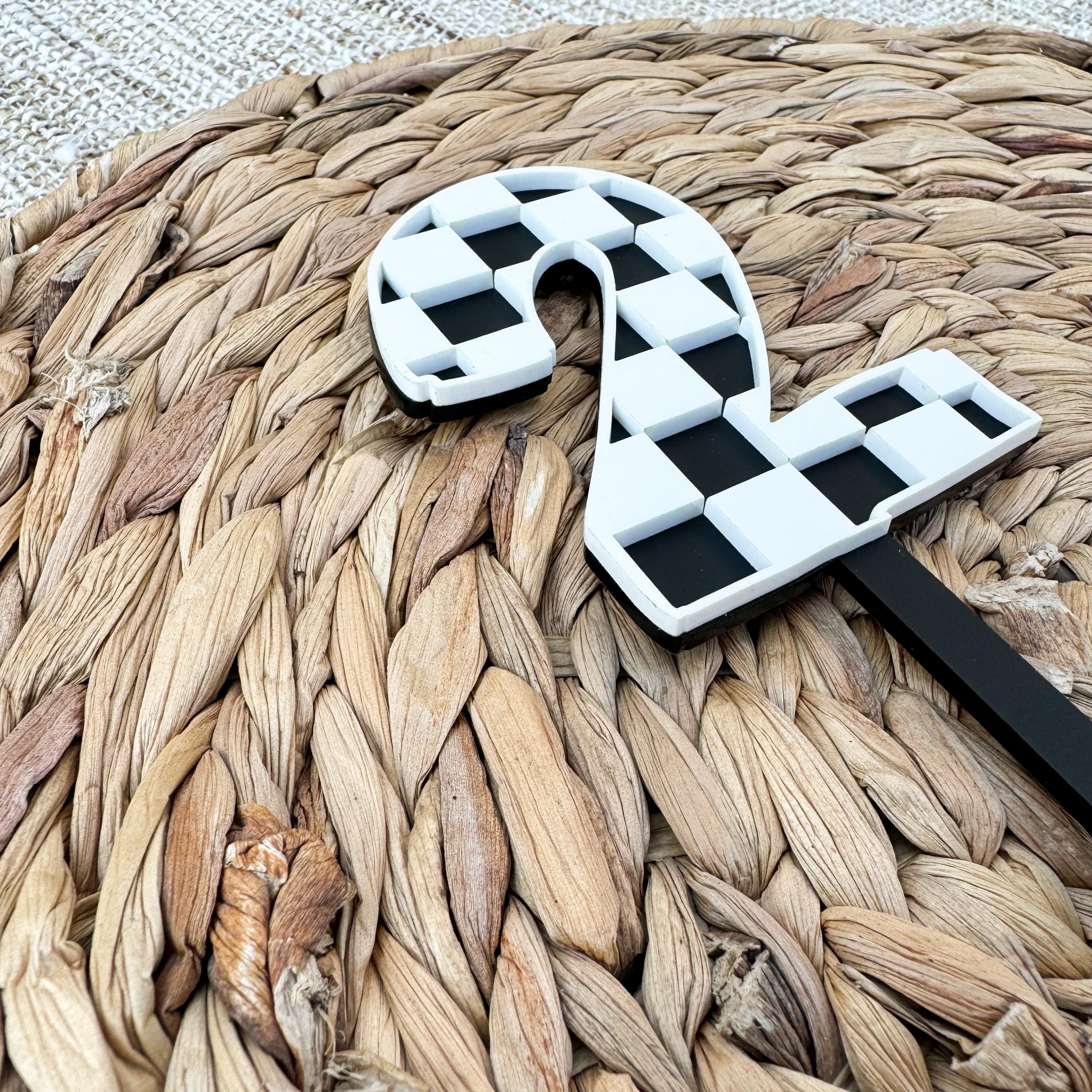Checkerboard Cake Topper | Birthday Party Decor | Black White Checker ...