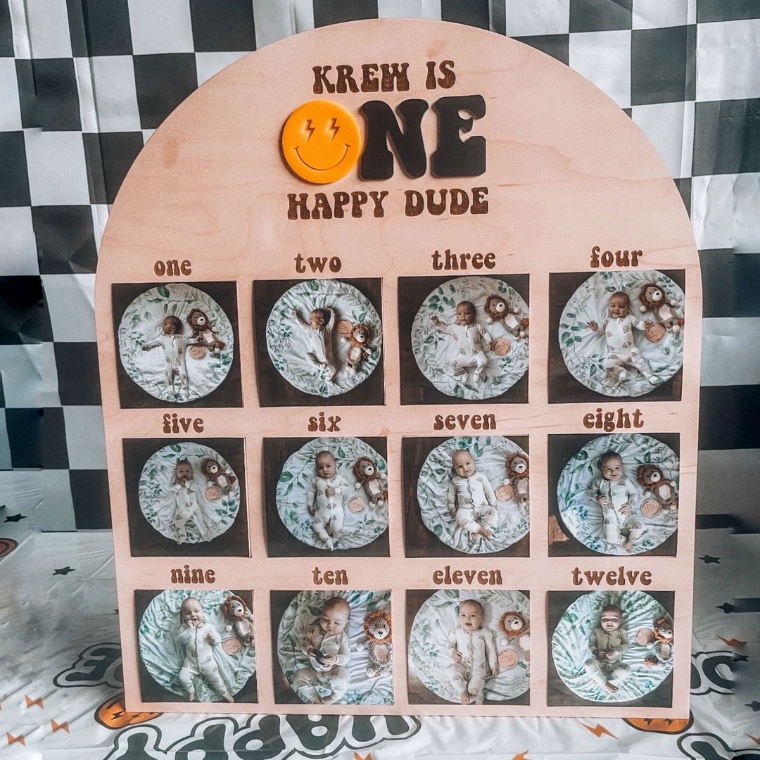 First Year Photo Board | One Happy Dude | Monthly Milestones | 1st ...
