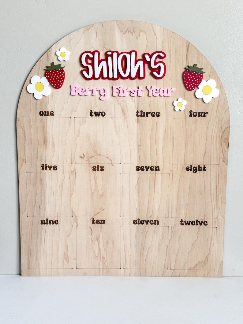 First Year Photo Board | Berry First Birthday | Monthly Milestones ...