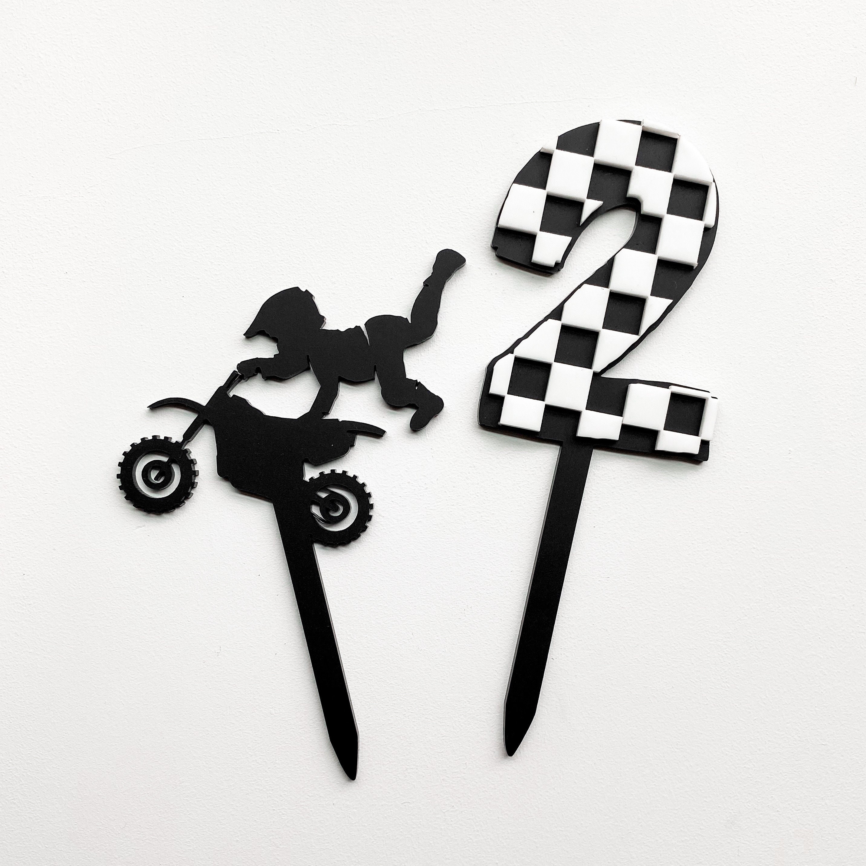 Checkerboard Number Cake Topper | Black and White Acrylic - Etsy