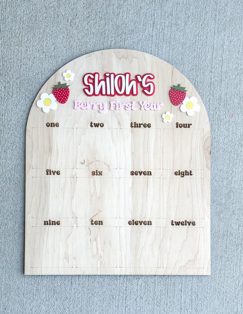 First Year Photo Board | Berry First Birthday | Monthly Milestones ...