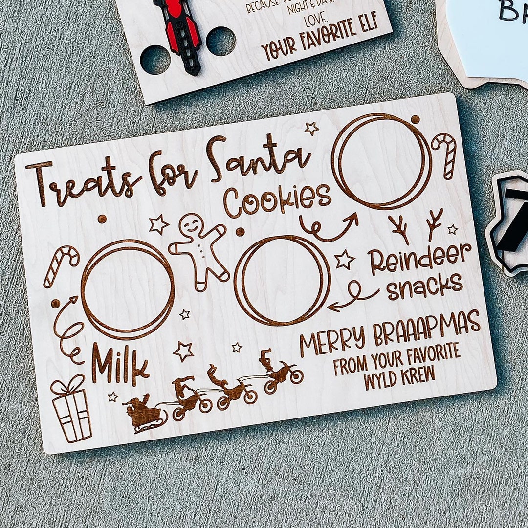Santa Milk and Cookie Tray | Dirt Bike Christmas | Holiday Decor ...