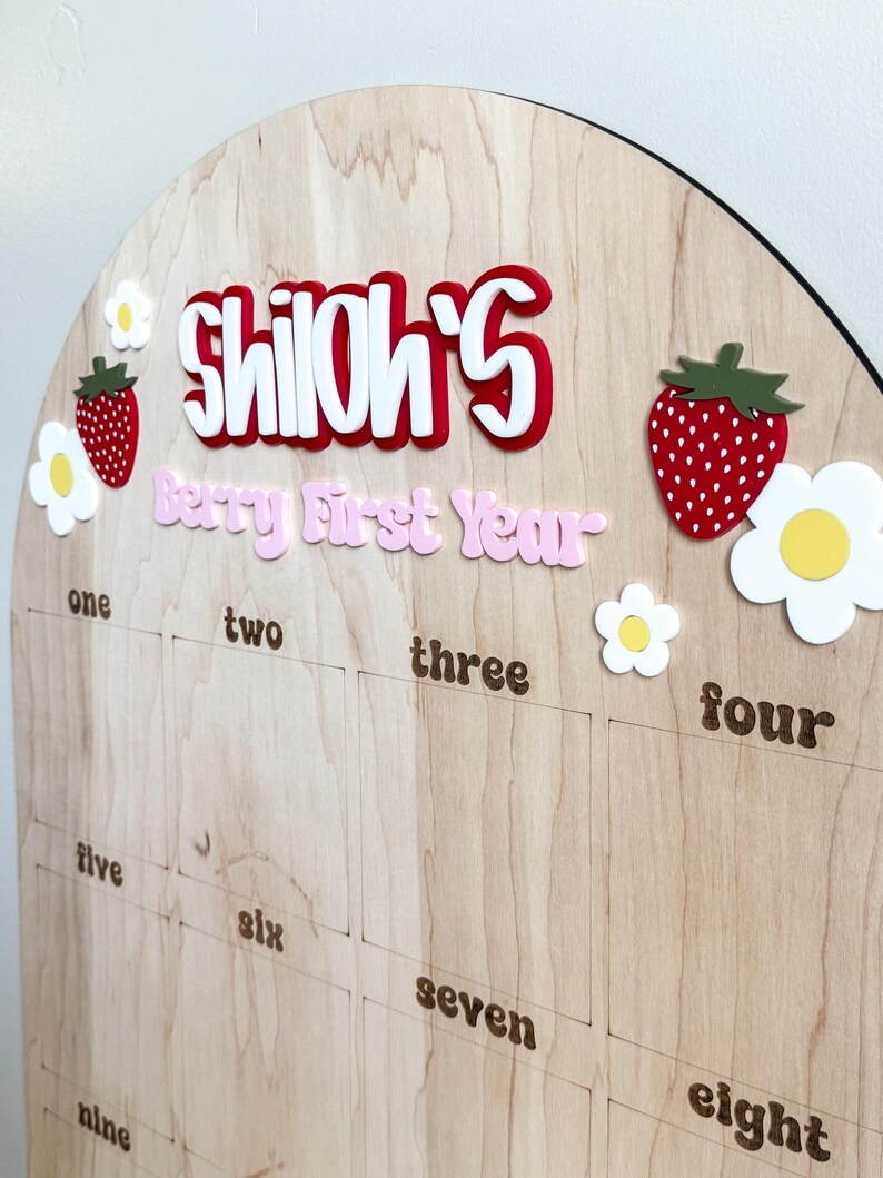 First Year Photo Board | Berry First Birthday | Monthly Milestones ...