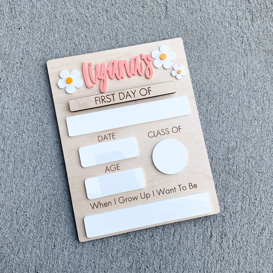 Back to School Sign | First Day of School Sign for Girls | Flowers ...