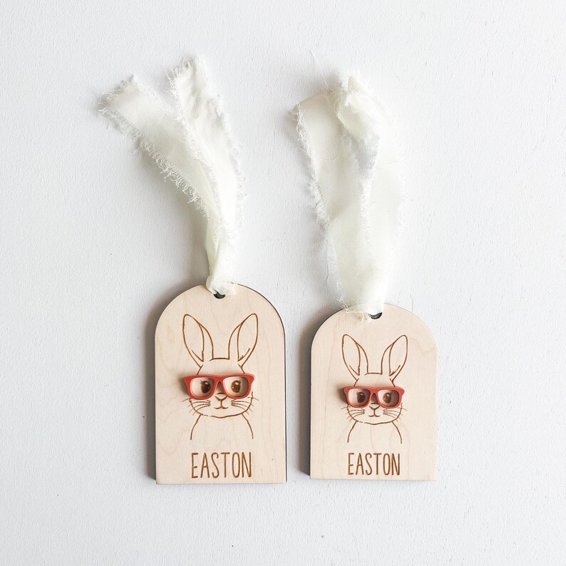 Personalized Wooden Easter Basket Tag – Bunny Name Tag, Custom Engraved ...