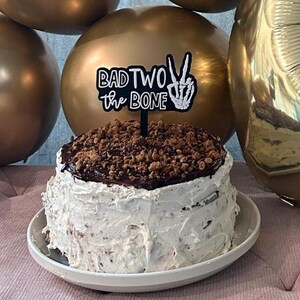 Bad Two the Bone Cake Topper | Birthday Party Decor | 2nd Birthday ...