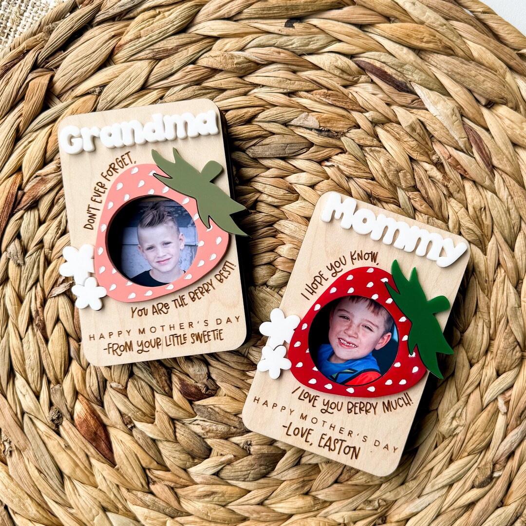Mothers Day Picture Magnet | Birthday Gift for Grandma | Wooden Photo ...
