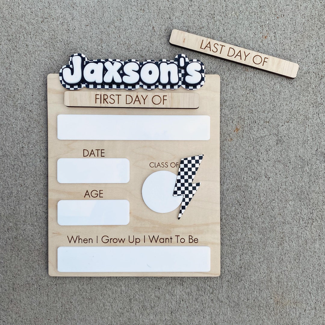 Checkerboard First Day of School Sign Retro Back to School Last Day of ...