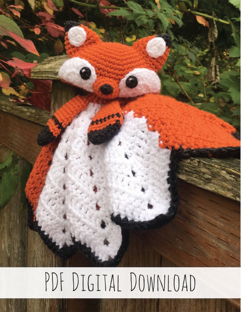 Acorn the Fox Lovey crochet pattern standard version PDF | Etsy