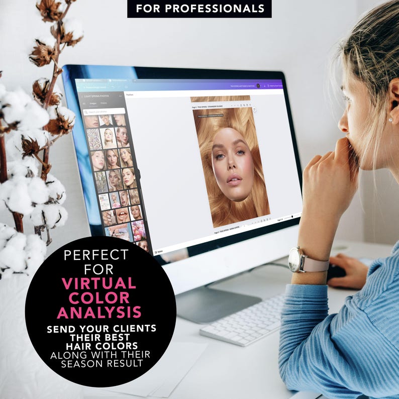 Color Analysis Hair Frames Canva Templates Hair Color Drapes Swatches ...