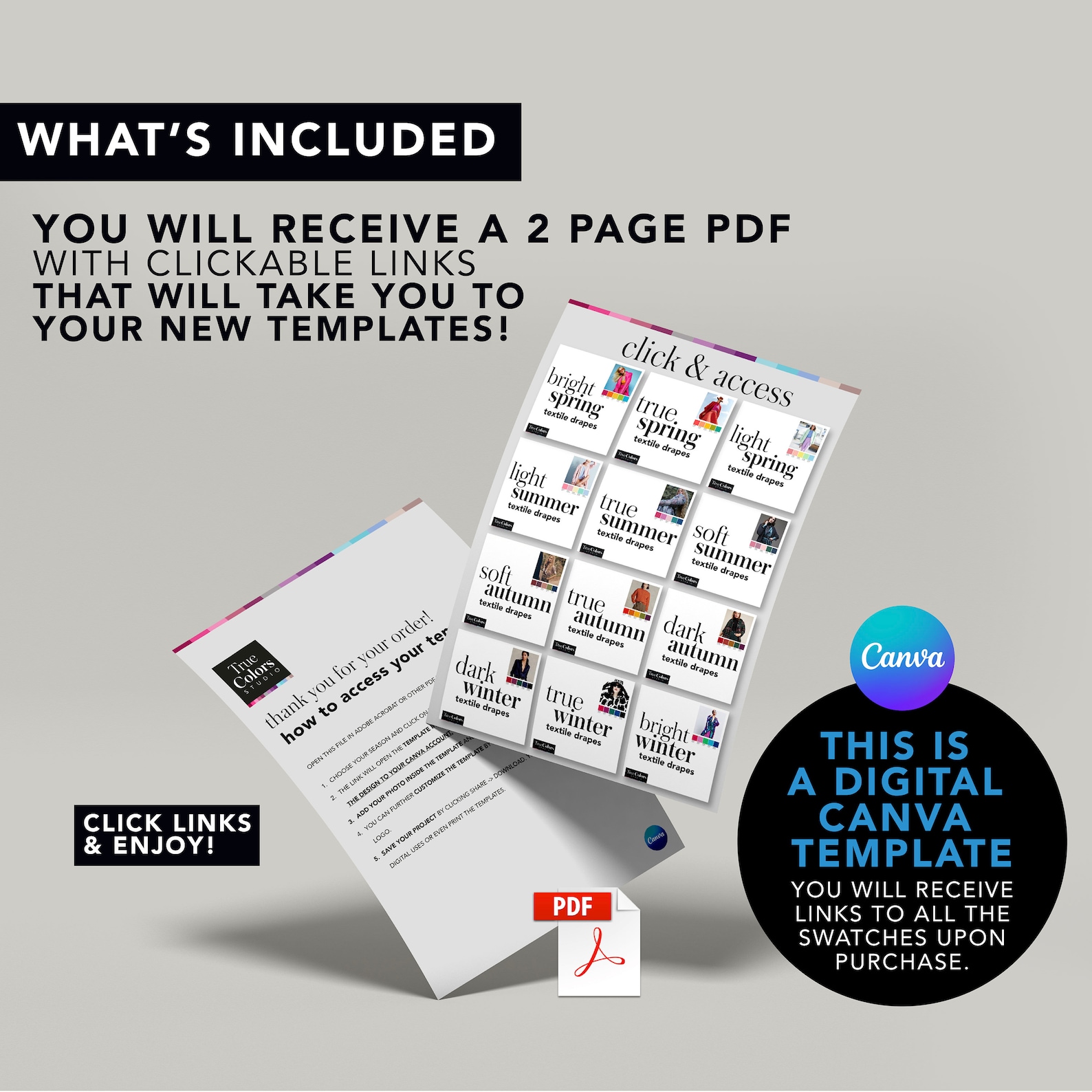 Color Analysis Drapes Canva Templates Color Analysis Kit Swatches Canva ...