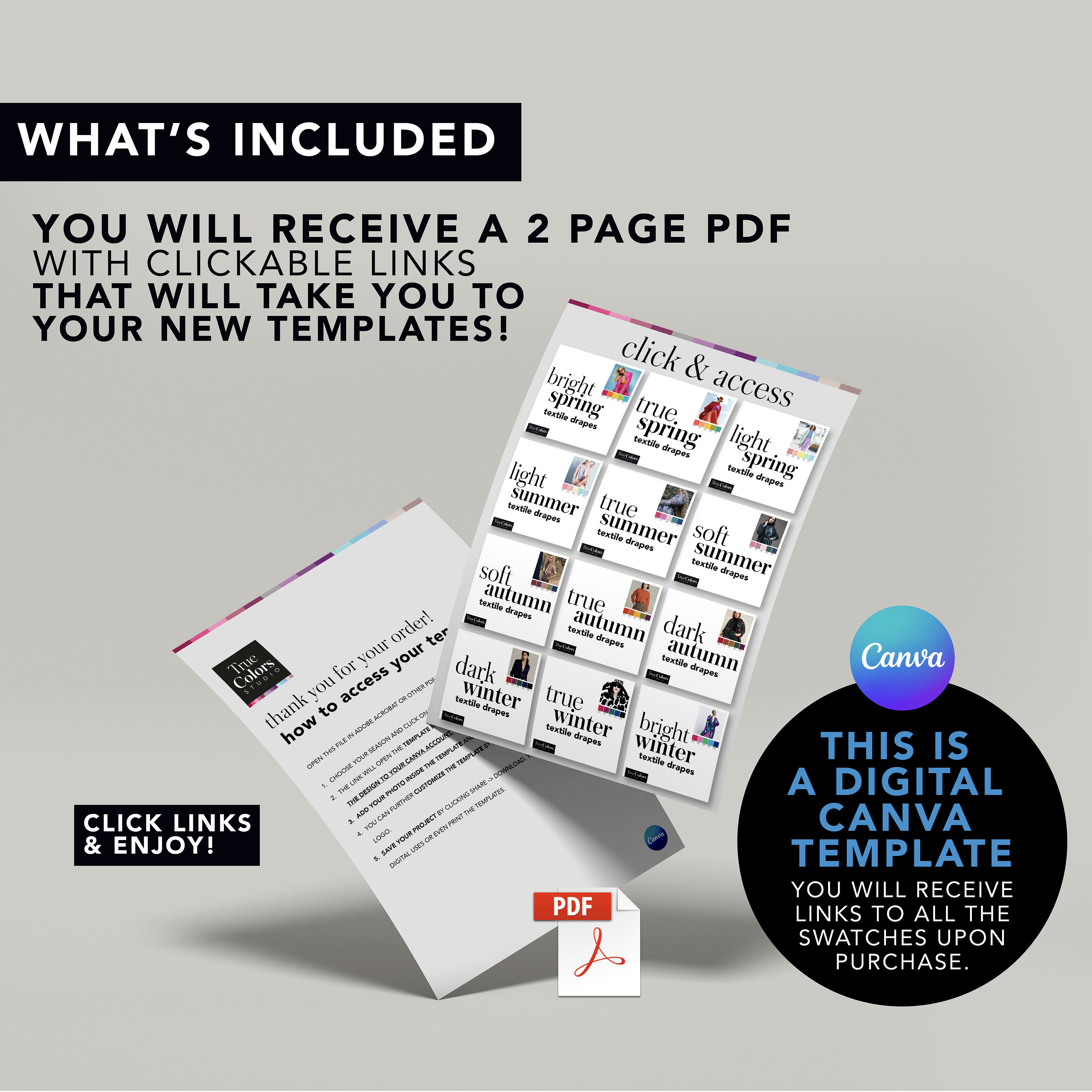 Color Analysis Drapes Canva Templates Color Analysis Kit Swatches Canva ...