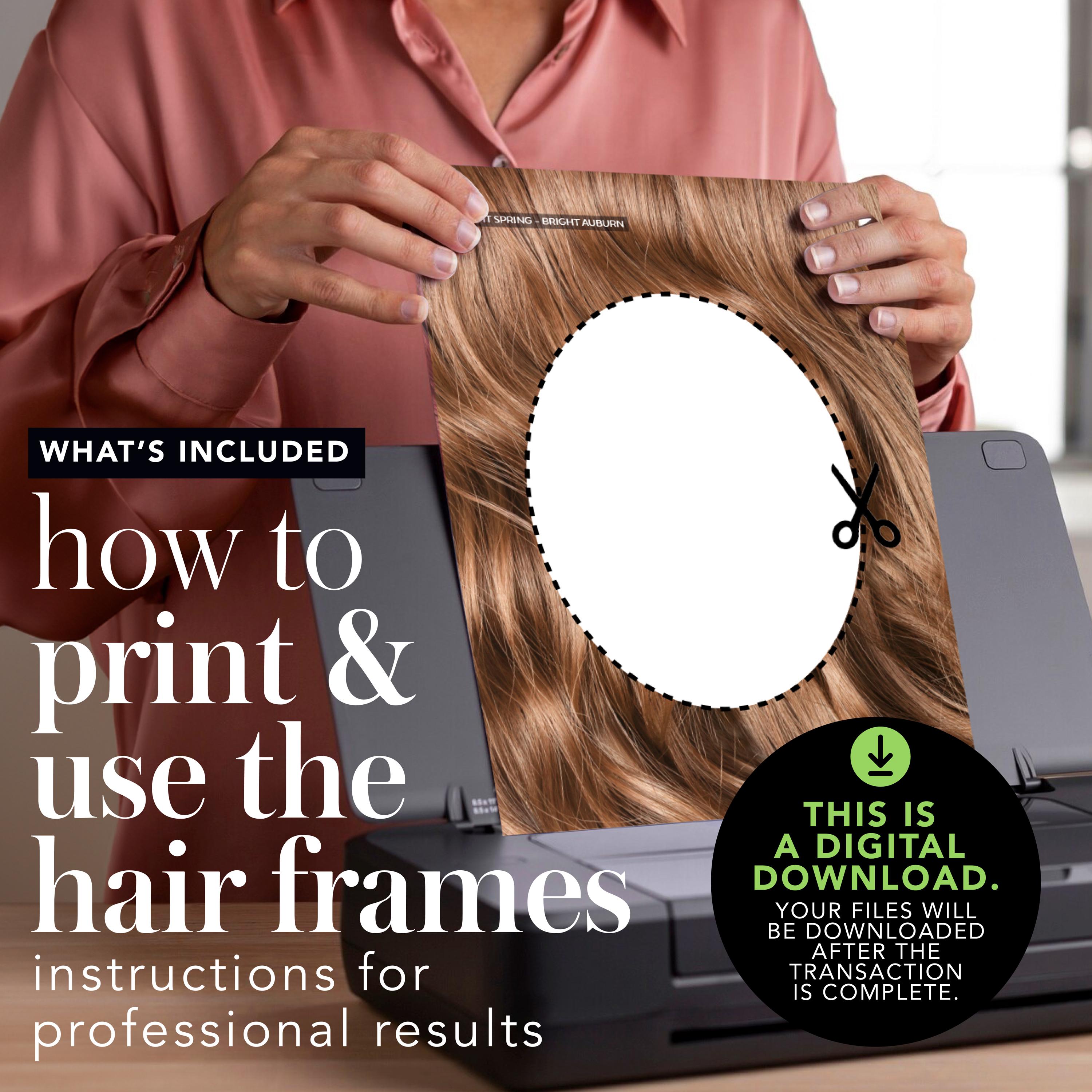 Color Analysis Hair Printable Hair Frames for Color Analysis Hair Color ...