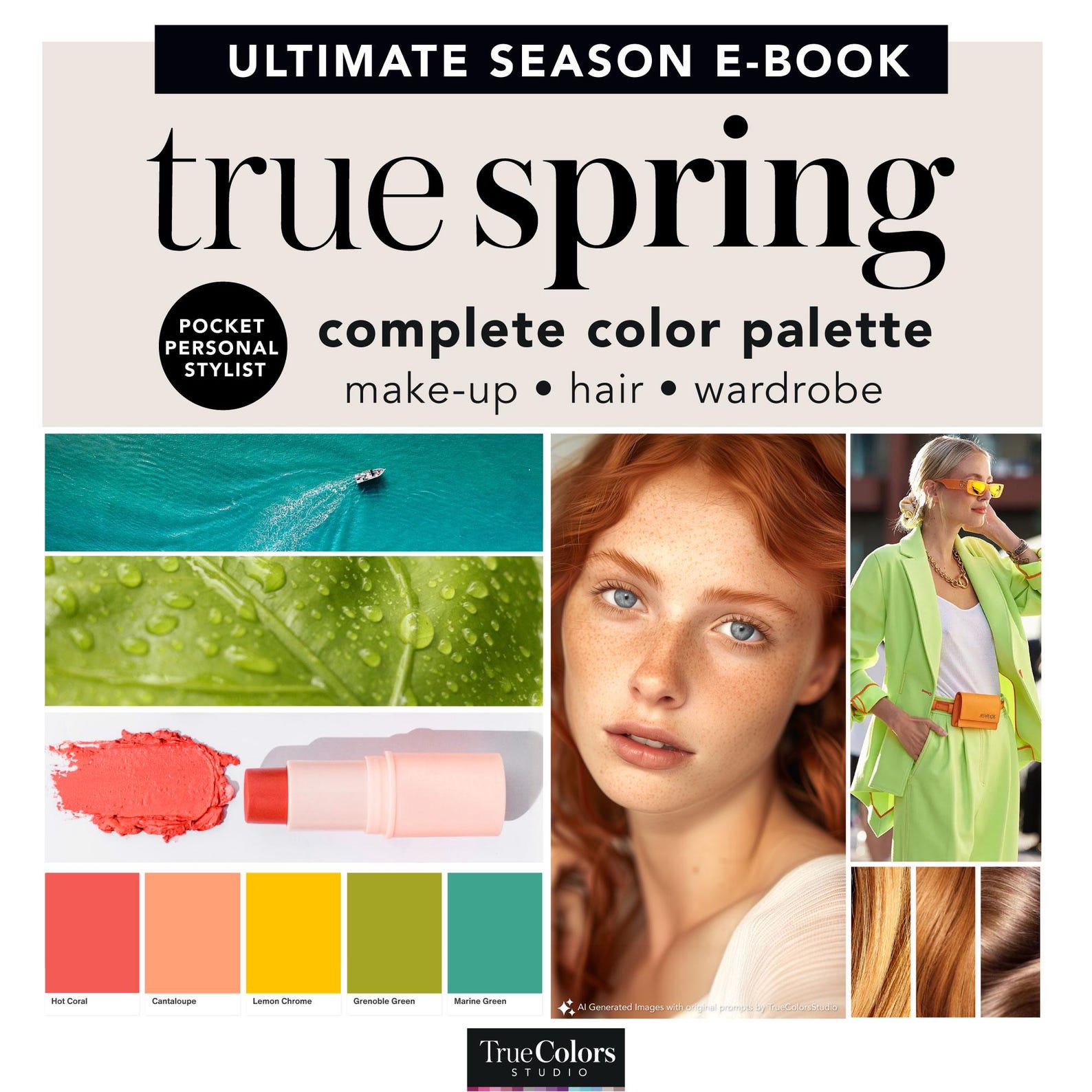 True Spring Season Color Analysis Guide Makeup Warm Spring Palette Hair ...