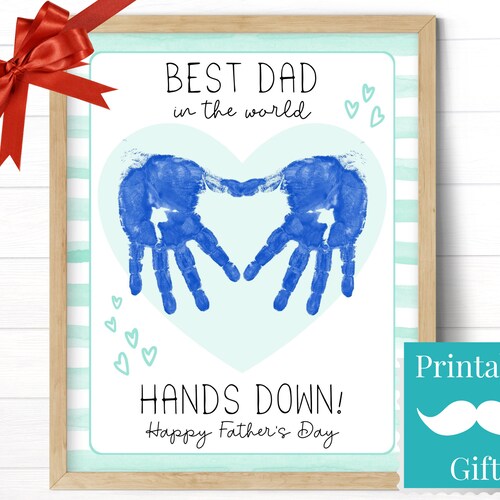 Fathers Day Handprint Art World's Best Dad Hands Down - Etsy