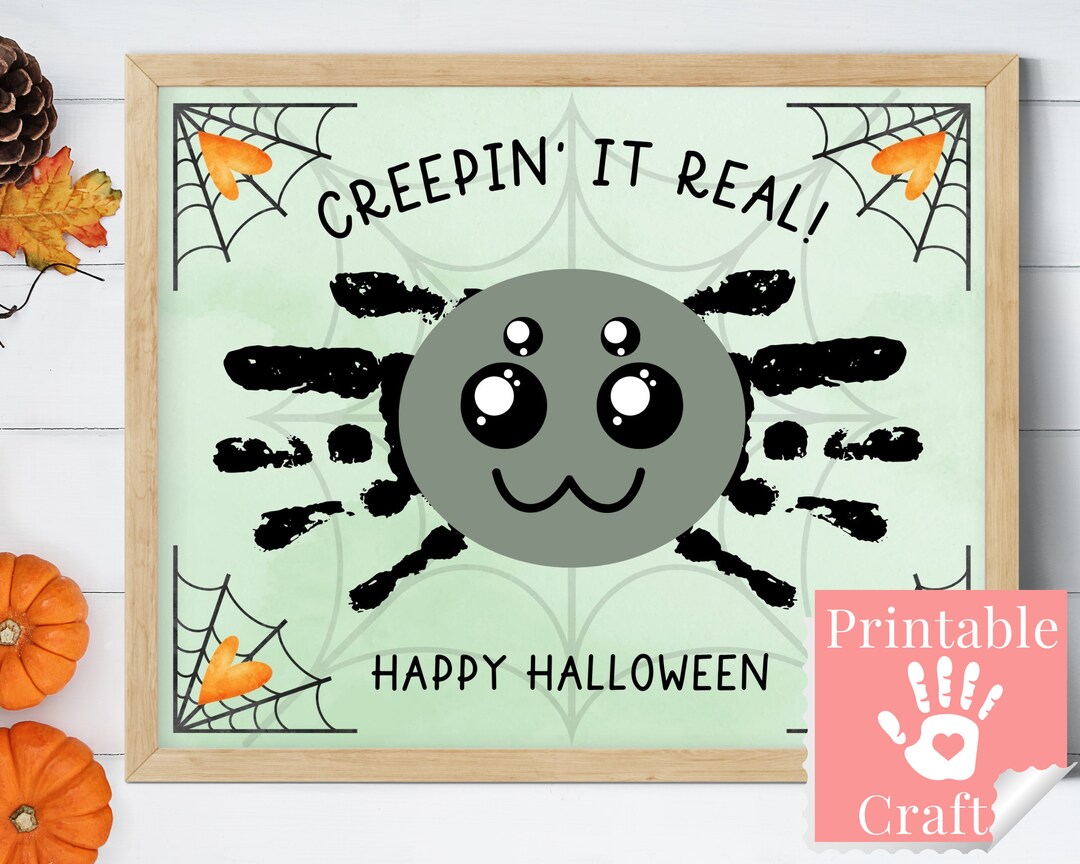 Creepin It Real Halloween Spider Handprint Craft for Kids, October ...