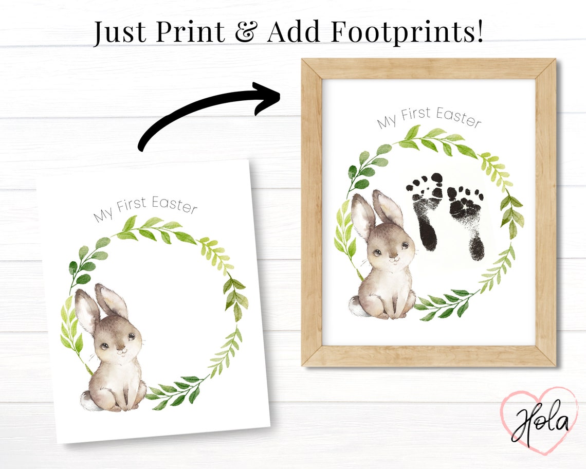 Babys First Easter, Printable Footprint Art, Keepsake Craft for Boy ...