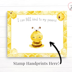 Preschool Kindness Craft, I Can Bee Kind Handprint Art, Toddler Project ...