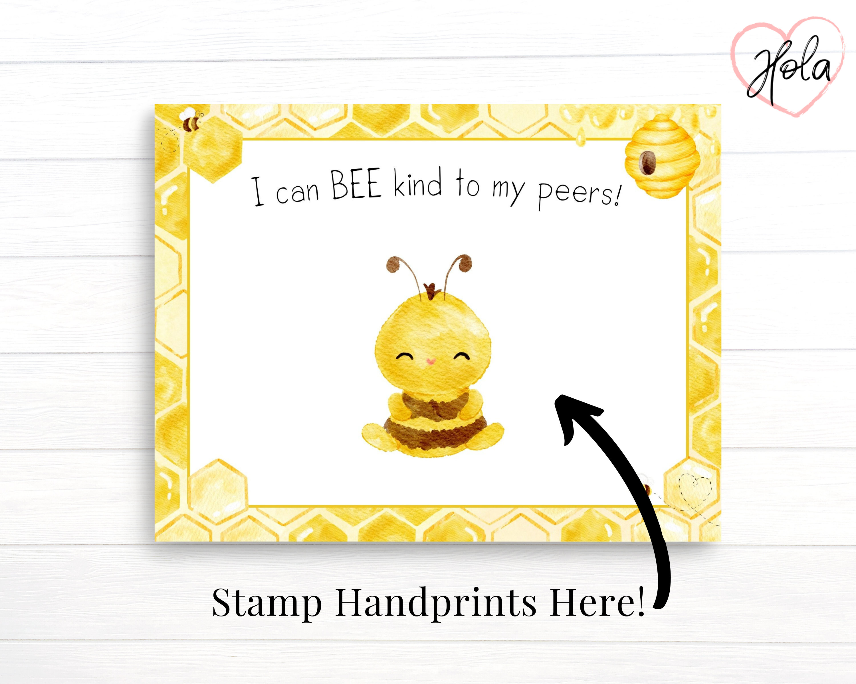 Preschool Kindness Craft, I Can Bee Kind Handprint Art, Toddler Project ...