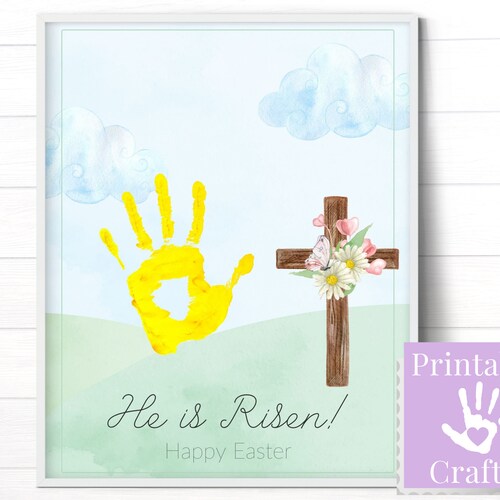 Easter Handprint Craft for Kids He is Risen Digital - Etsy